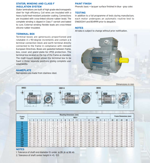 Teco AEAV series 3-Phase Motor 1.5HP/1.1KW P/N. AEAV19041R50FUS